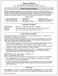 Skilled Computer Programmer Resume Template : Resume Templates