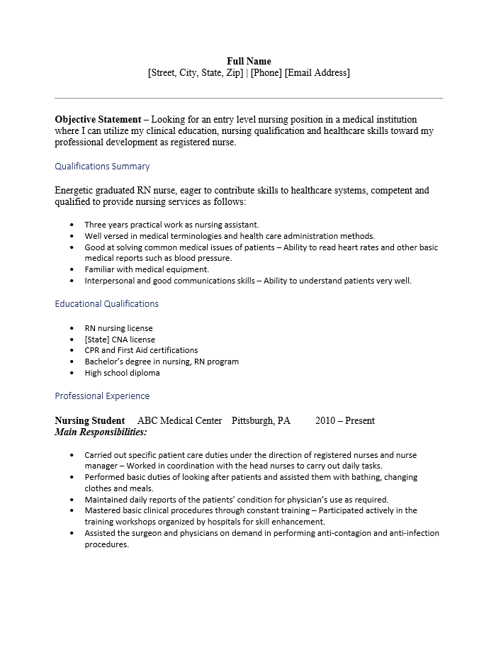 Free 25 Nursing Student Resume Free Samples Examples Format 