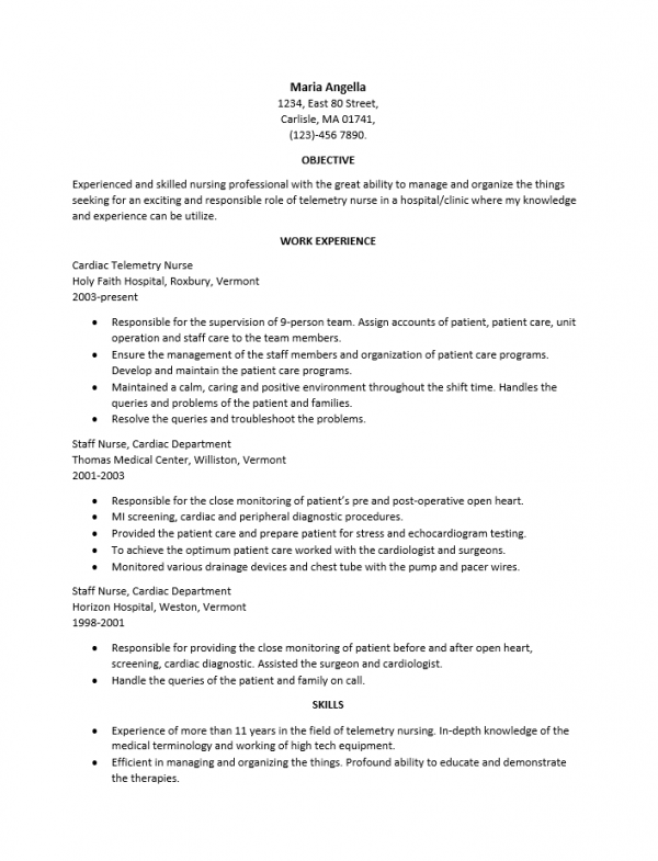 Telemetry Nurse Resume Template : Resume Templates